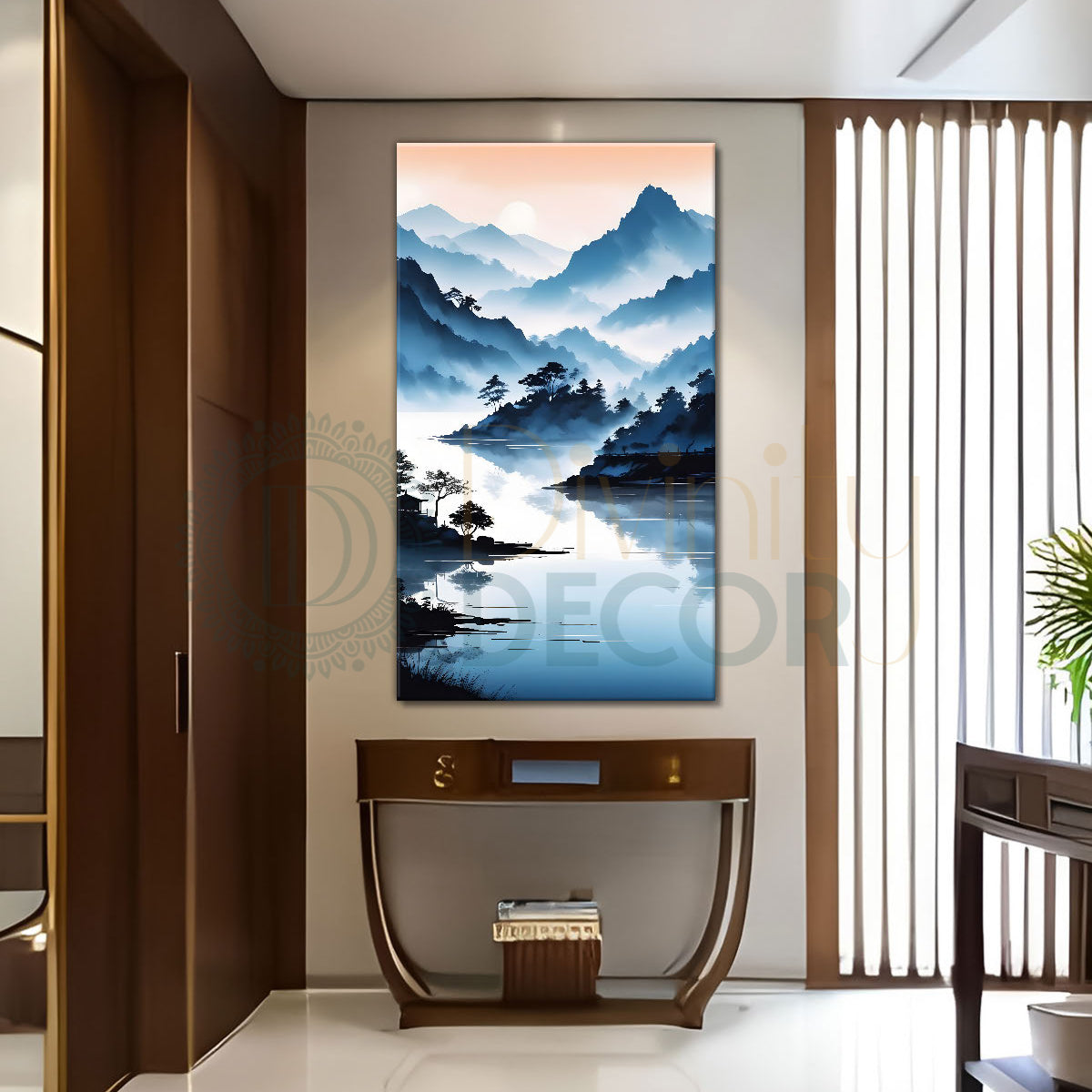 Mountains with lake in water colour painting Canvas Painting - Nature ...