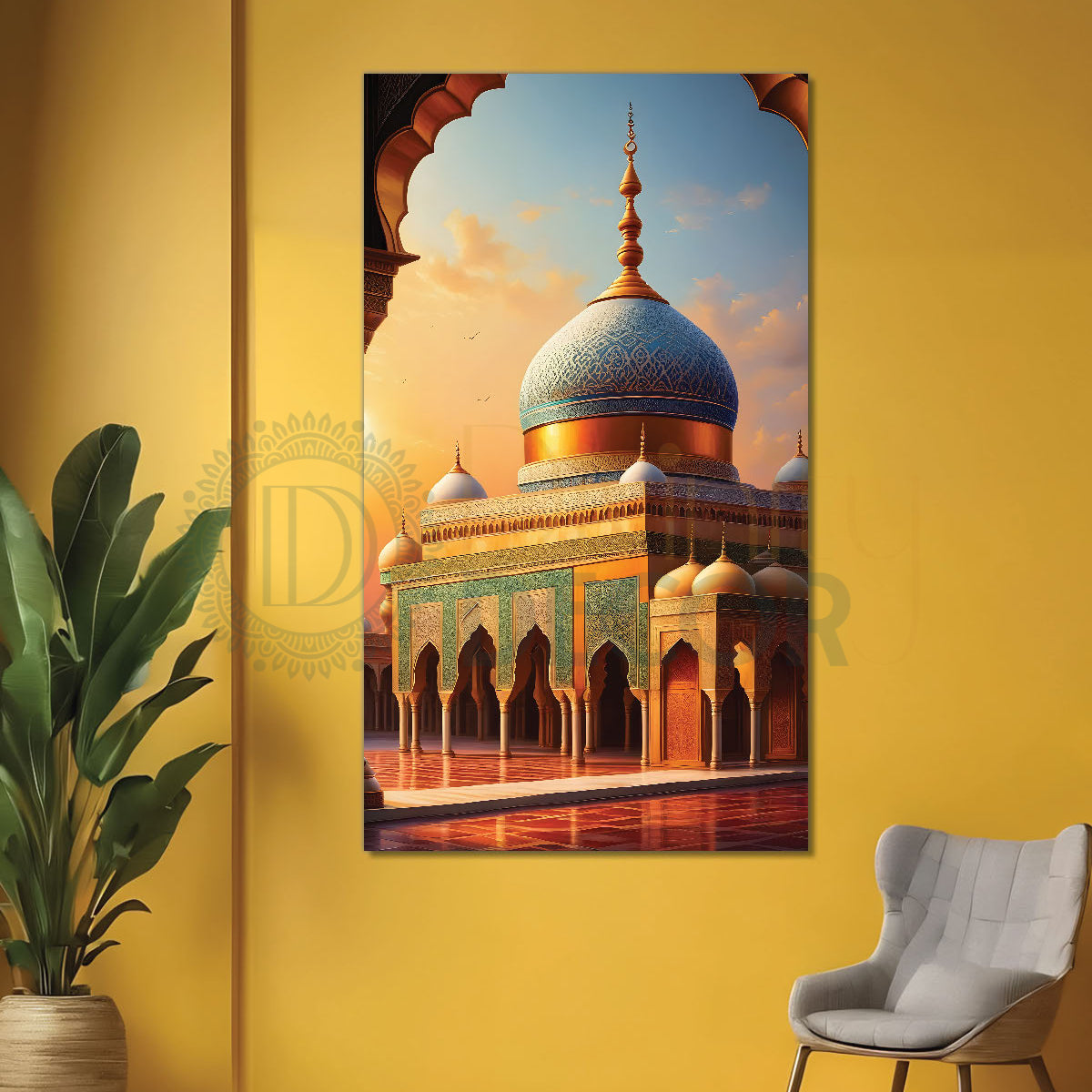 Islamic mosque with bright colours modern art - Islamic paintings-V-9 ...