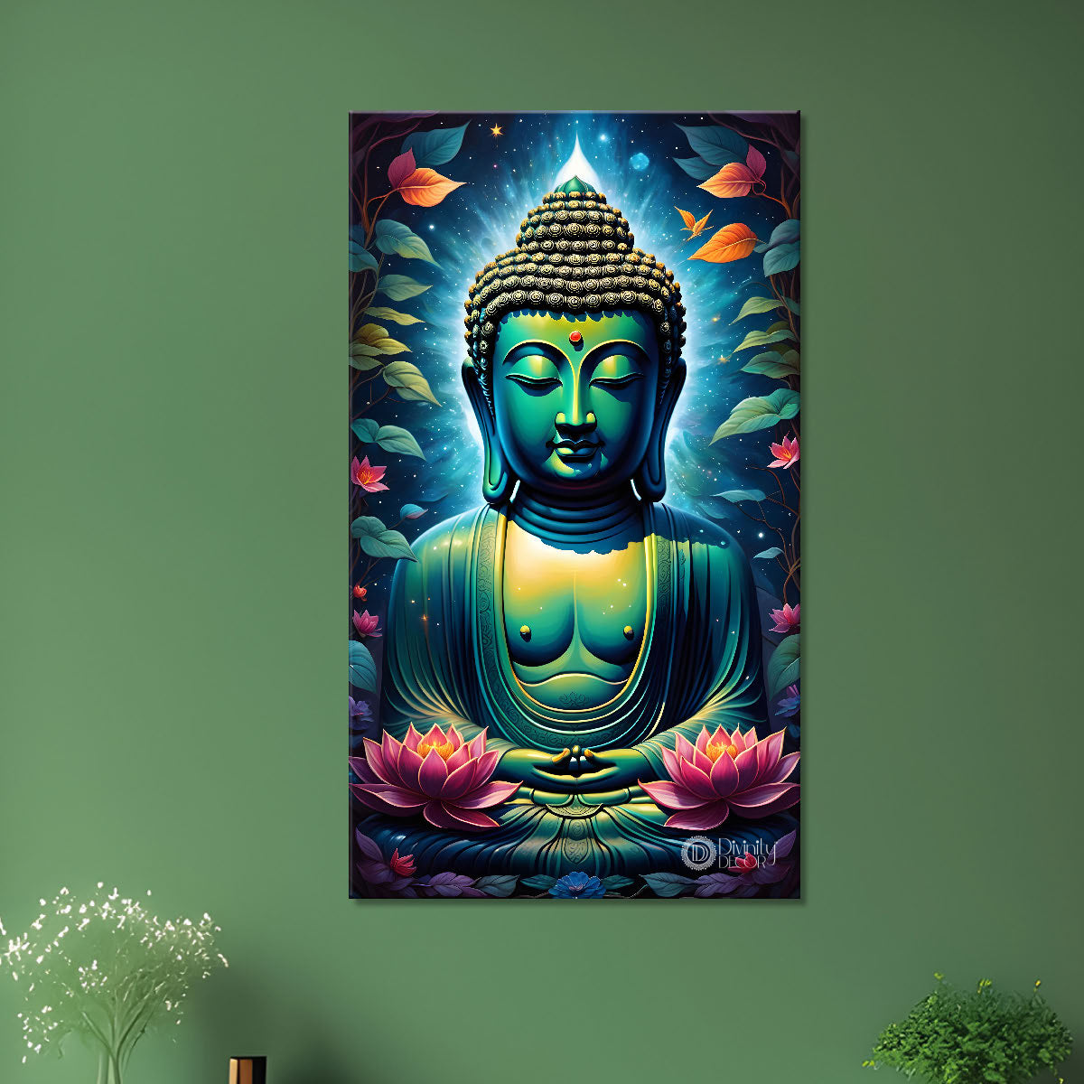 Blue face buddha with lotus and dark texturd oil painting Buddha-V-204 ...