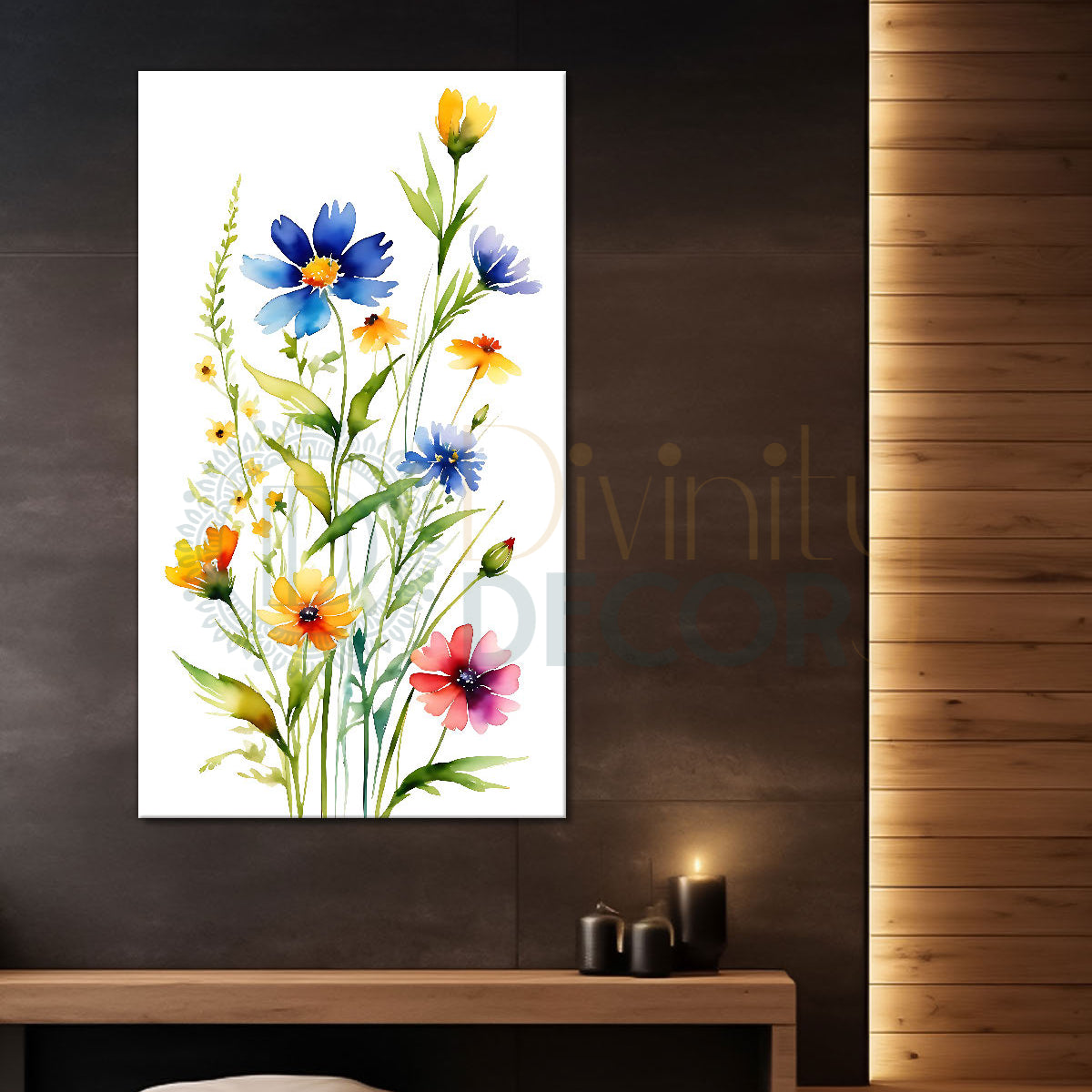 Colourful flowers in white textured background painting - Flower-V-685 ...