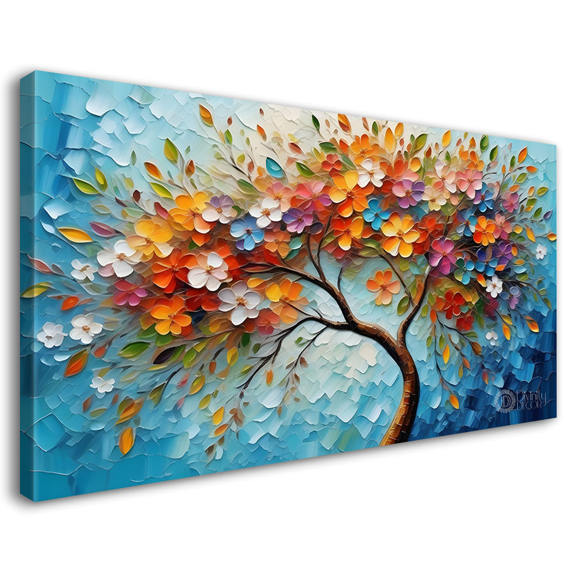 Colorful tree in textured modern art- Design - Tree-242 – Divinity Decor